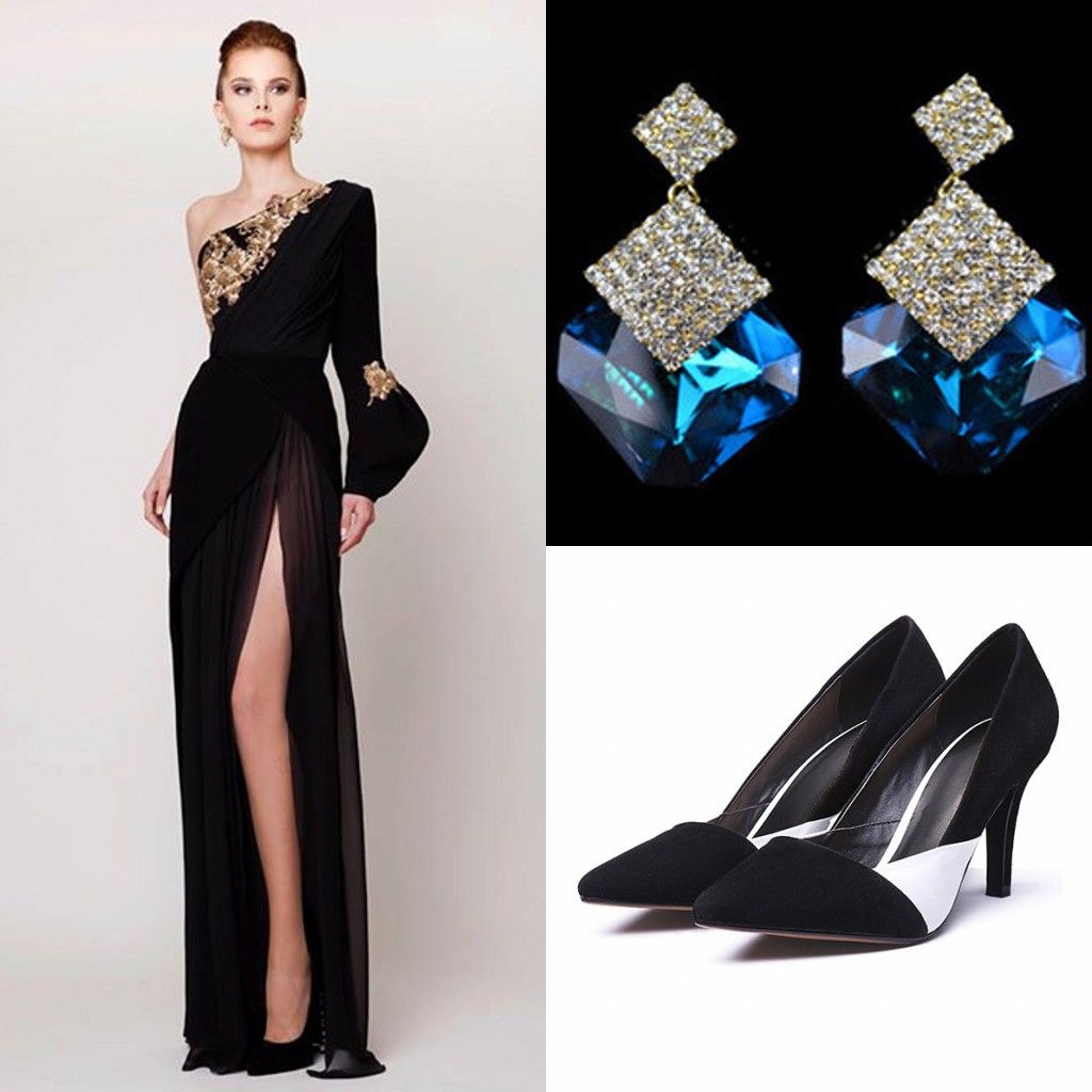 2017 Prom Dresses With Earrings With Shoes Split Side Azzi And Osta New