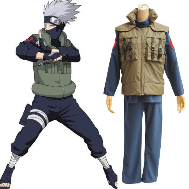 Anime Naruto Hatake Kakashi Unisex Cosplay Costume Leaf Village Konoha ...