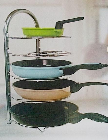 2018 Frying Pan Rack Organizer Stainless Steel Kitchen Utensils Storage ...