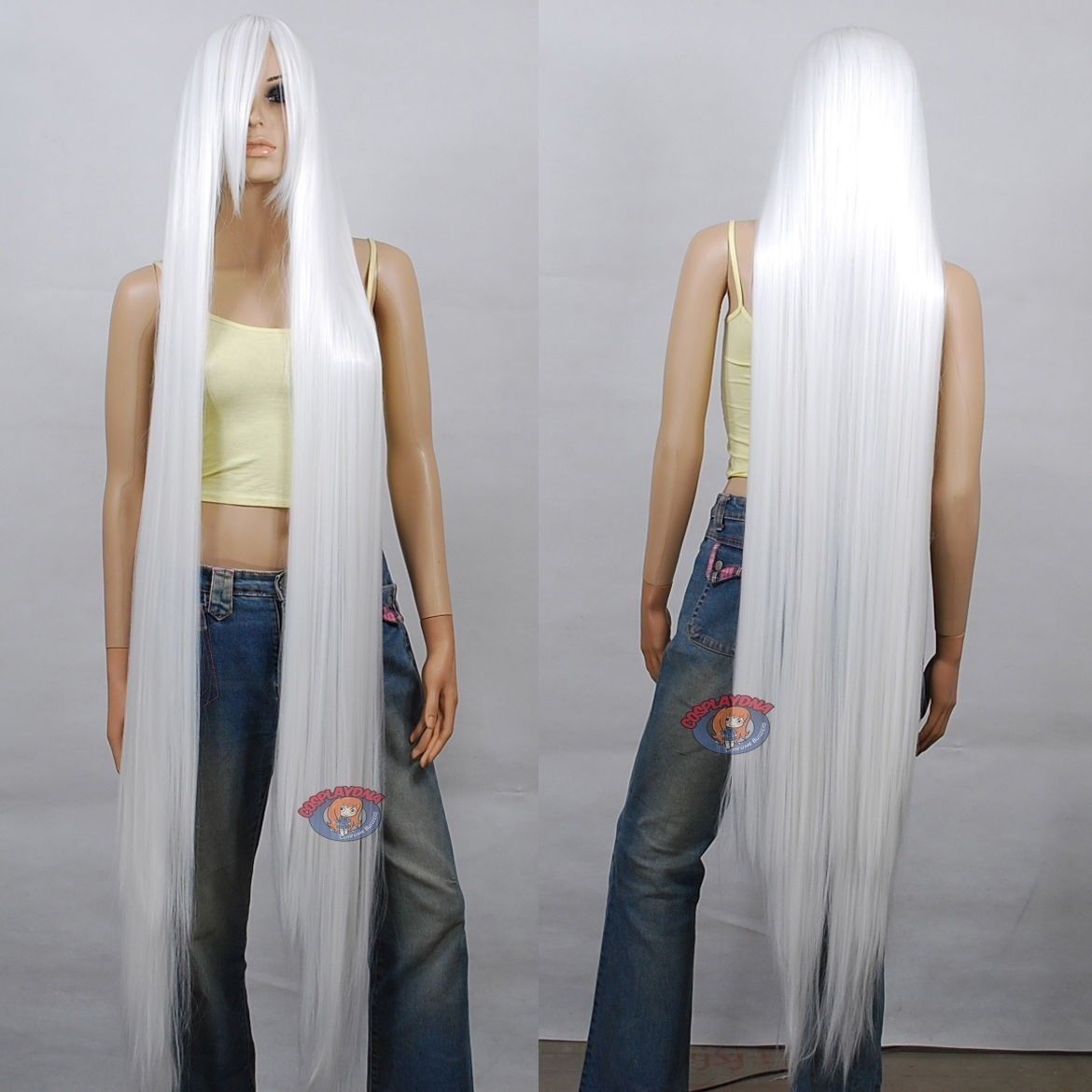 150cm Extra Long White Cosplay Wig 60 Inch High Temp Cosplaydna Wigs ...