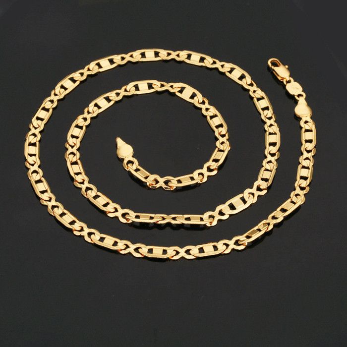 2019 18K Real Gold Plated Necklace With 18K Stamp New Fashion Men ...