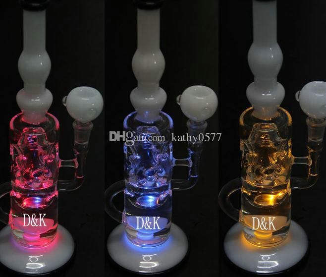 2020 2016New Glass Bong With LED Light Ater Pipe Have Black White Color ...