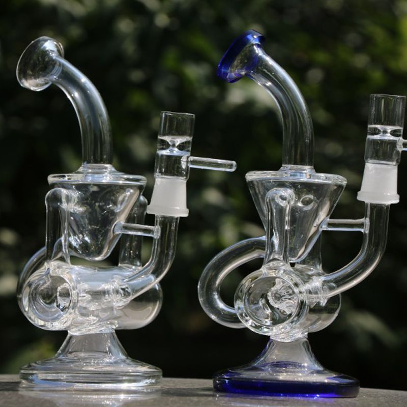 2019 New Double Recycler Glass Water Pipes Vortex Recycler Oil Dab Rigs ...