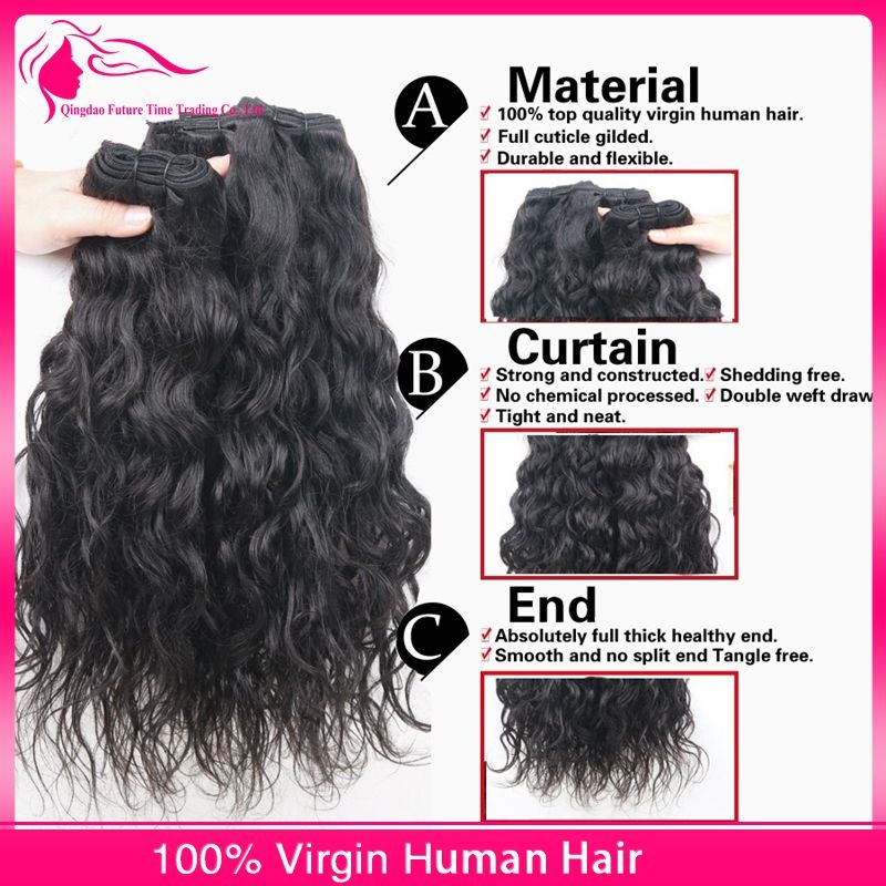 Wet And Wavy Malaysian Human Hair Weave Bundles With Free Parting 4x4 ...