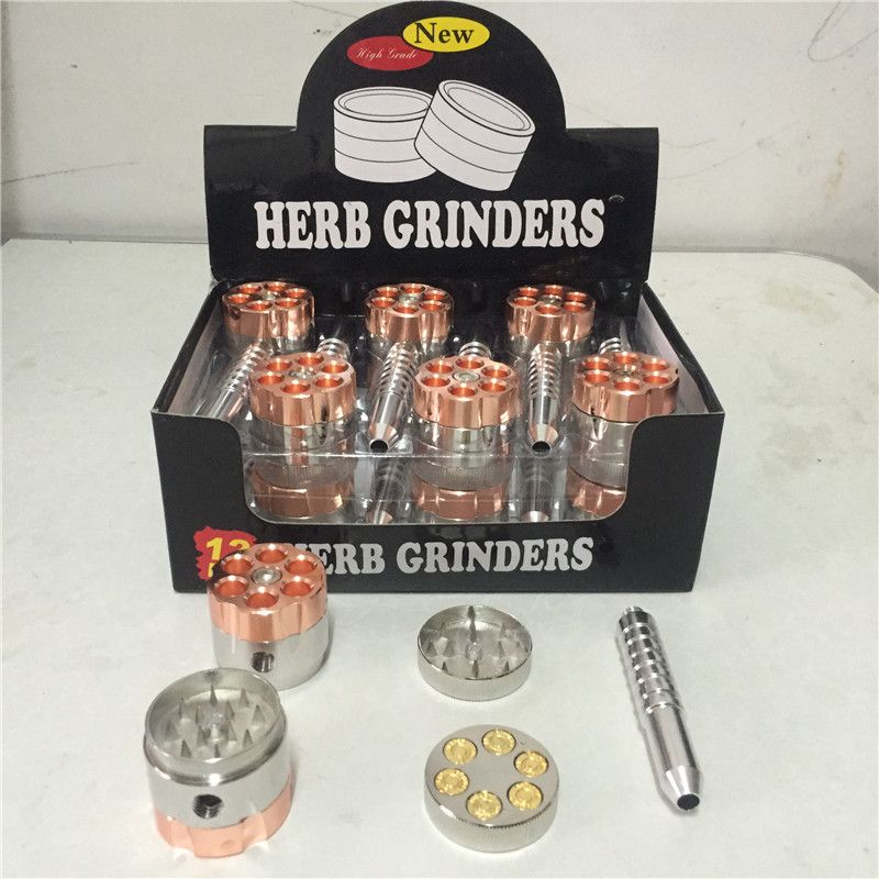 BULLET ROTATING PIPE Style Tobacco Grinder Metal Herb Grinder Smoking ...