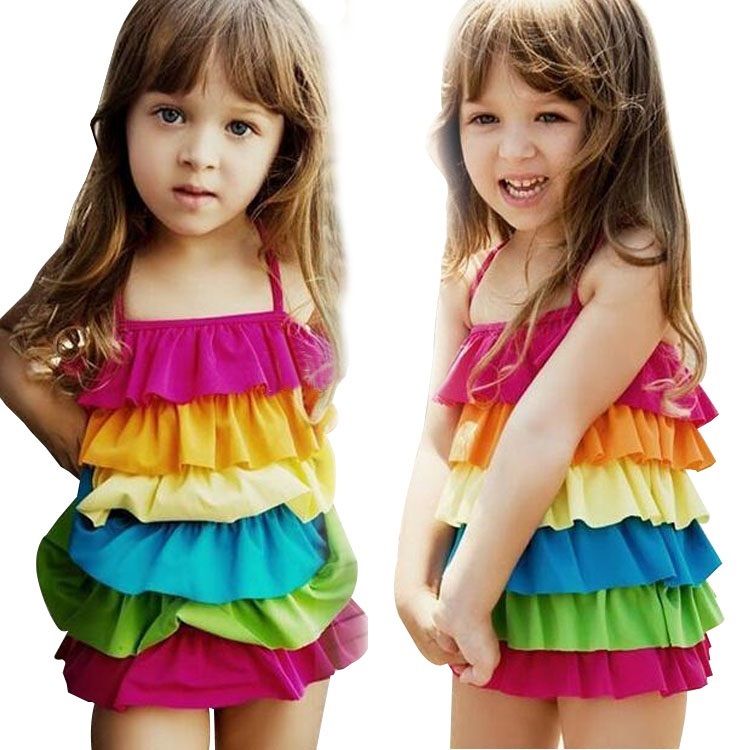 2017 Rainbow Swimsuit Girl Summer Swimsuits Kids Bathing Suit Girls ...