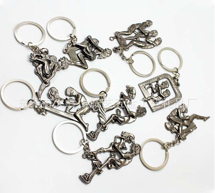 Mens Womens Movable Make Love Keychain Sex Key Ring Fashion Key Fob Car