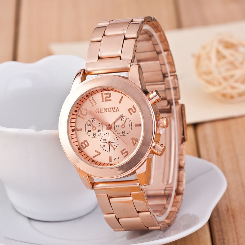 Fashion Geneva Watch Rose Gold Watch Women Luxury Brand Geneva Ladies