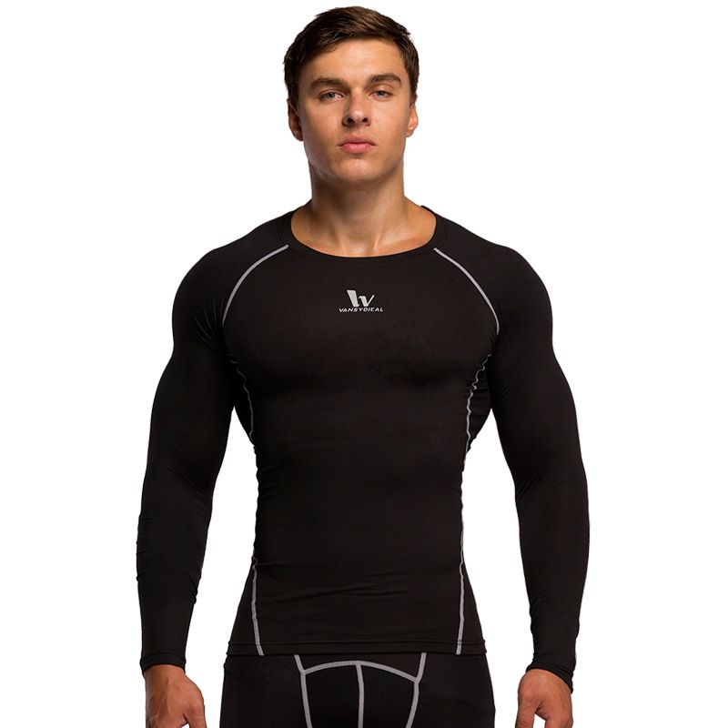2017 Tight Gym Clothing Running Compression Shirts Men'S Long Sleeve ...