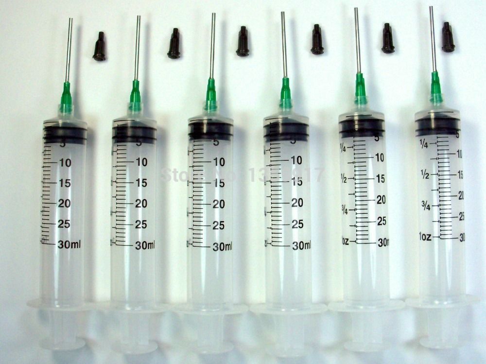2019 Syringes 30ml 30cc 14 Gauge Tips Caps Dispense Adhesives Glue Gel ...