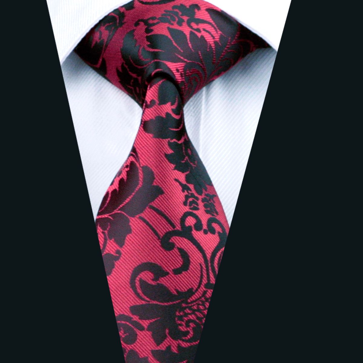 Classic Ties Red Black Flower Pattern Silk Jacquard Woven 8.5cm Width ...