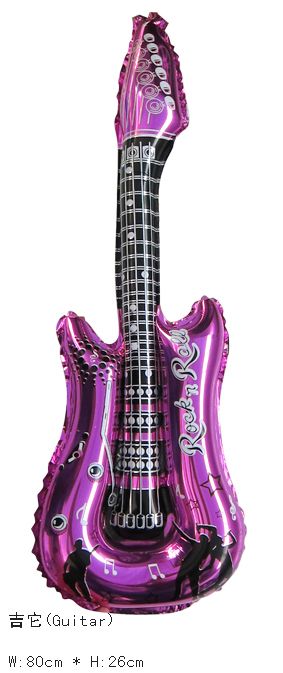 New Arrivel 78*25cm Music With Dance Guitar Balloons Yellow Guitar ...