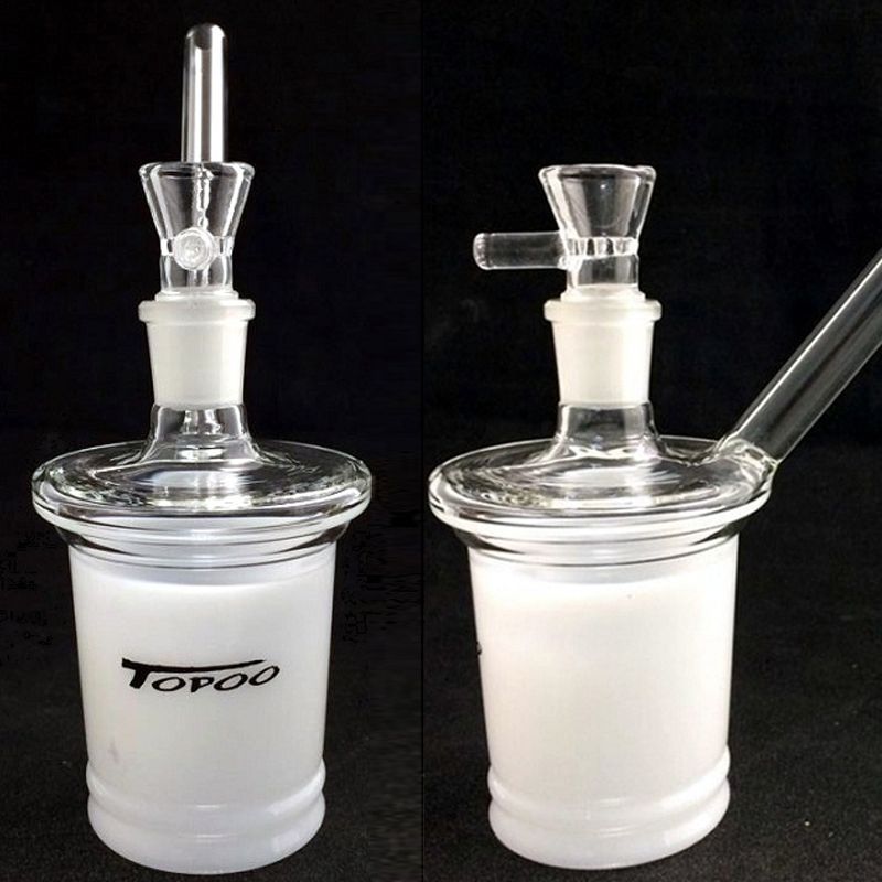 2017 White Topoo Glass Water Cup Dab Rig Glass Mini Bongs Downstem ...