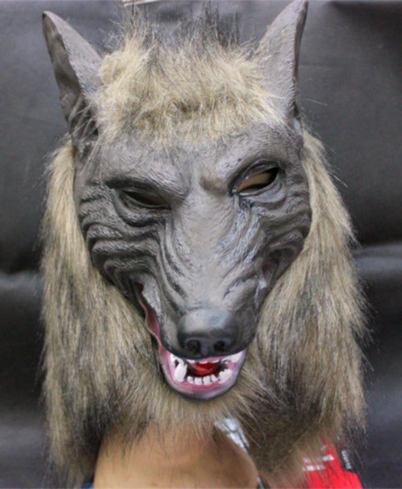 Cheap Halloween Latex Masks Scared Werewolf Masks Grey Wolves Head ...