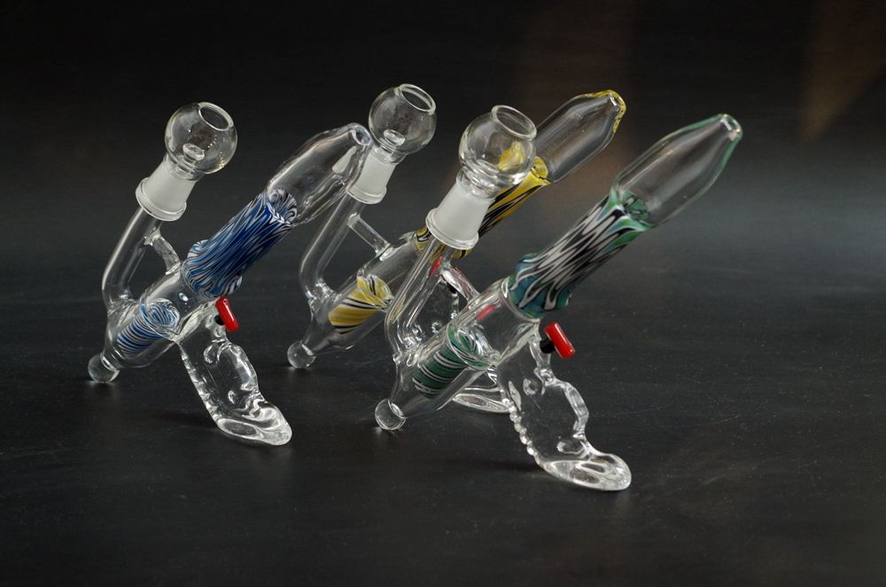 2017 New!amazing Gun Shape Glass Bong Two Colours Two Functions Oil ...