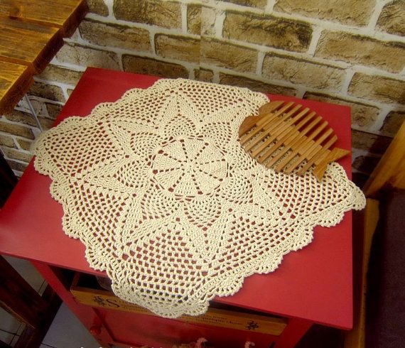 Hand Crochet Pattern Square Coffee Table Topper, Nightstand Cover ...