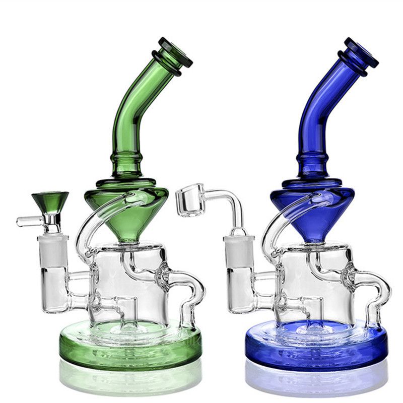 2019 Double Recycler Glass Bong Dab Rig High Quality Water Pipe Bubbler ...