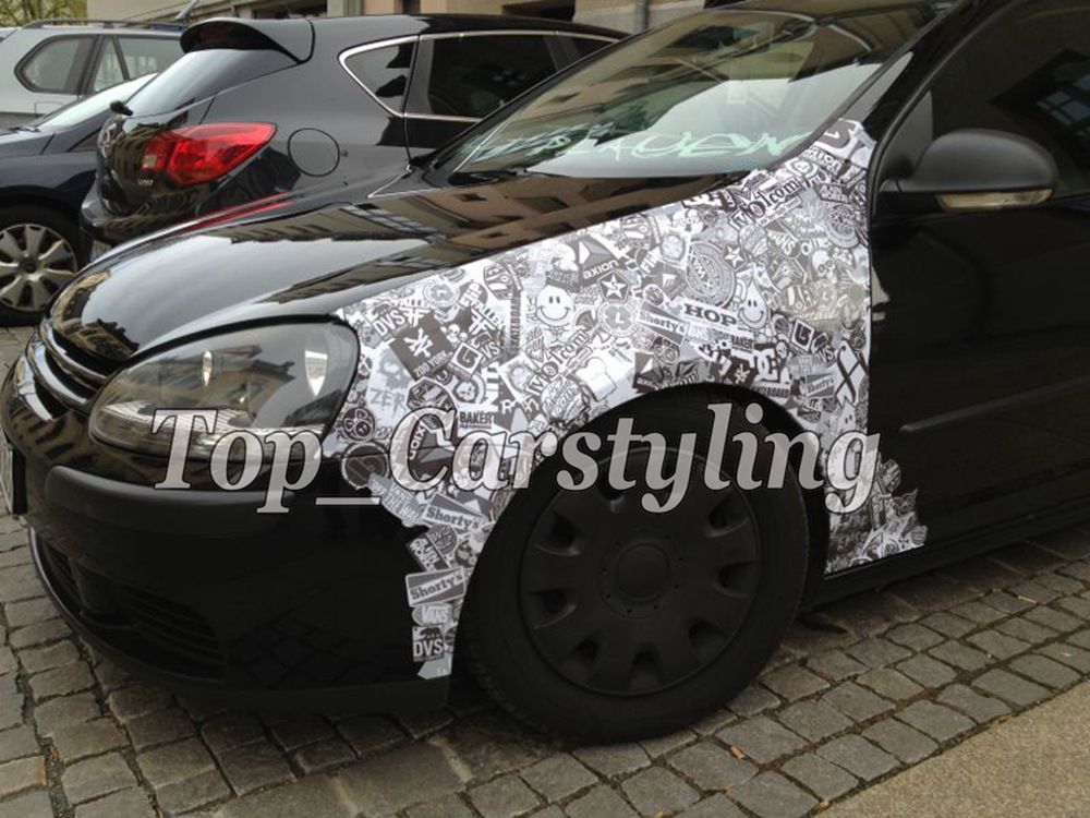 2020 White Black Stickerbomb Vinyl WRAP JDM Sticker Bomb Sticker With ...