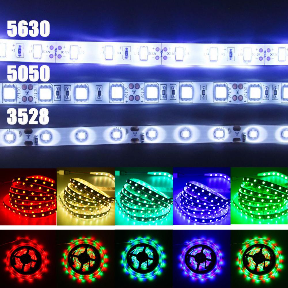 RGB LED Ribbon Strip Light 3528 SMD 60LED/M Flexible Non Waterproof DC ...