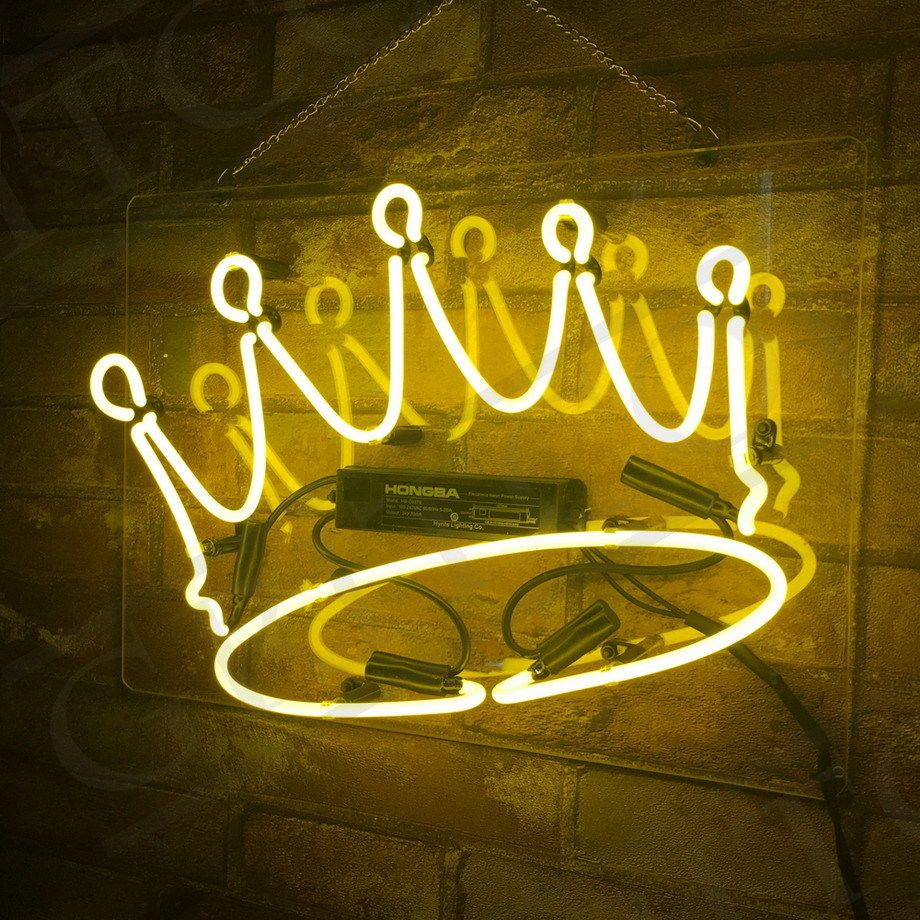 14X10 Neon Sign Light Crown Yellow Night Club Bedroom Wall Kitchen ...