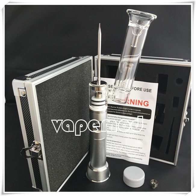 Dry Herb Wax Herbal Vaporizer Glass Bong 2500mah 18650 Titanium Chamber ...