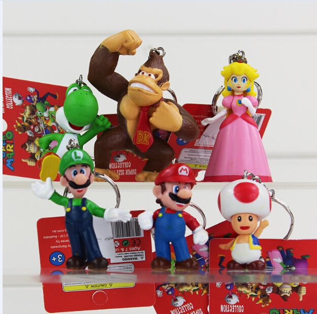 2017 Super Mario Bros Action Figure Keychain With Tag 4 7cm 3inch Super ...