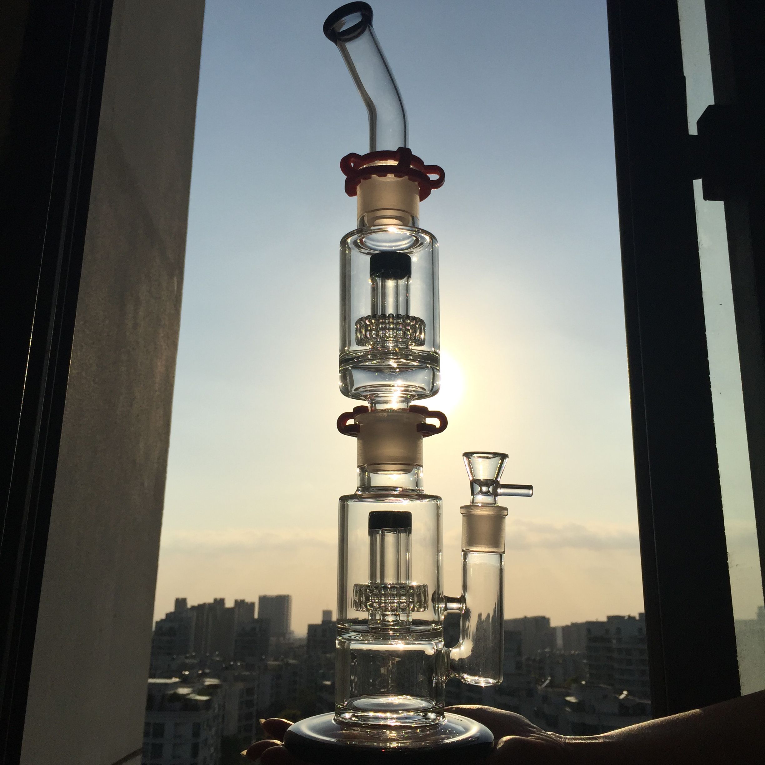 2019 No.Cs326 Big Glass Bongs Assemble Glass Pipes Large Recycler With ...