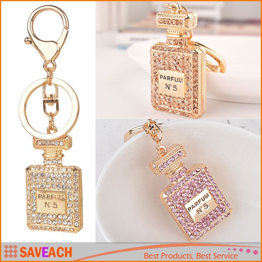 Perfume Bottle Luxury Keychain Key Chain & Key Ring Holder Car Keyring ...