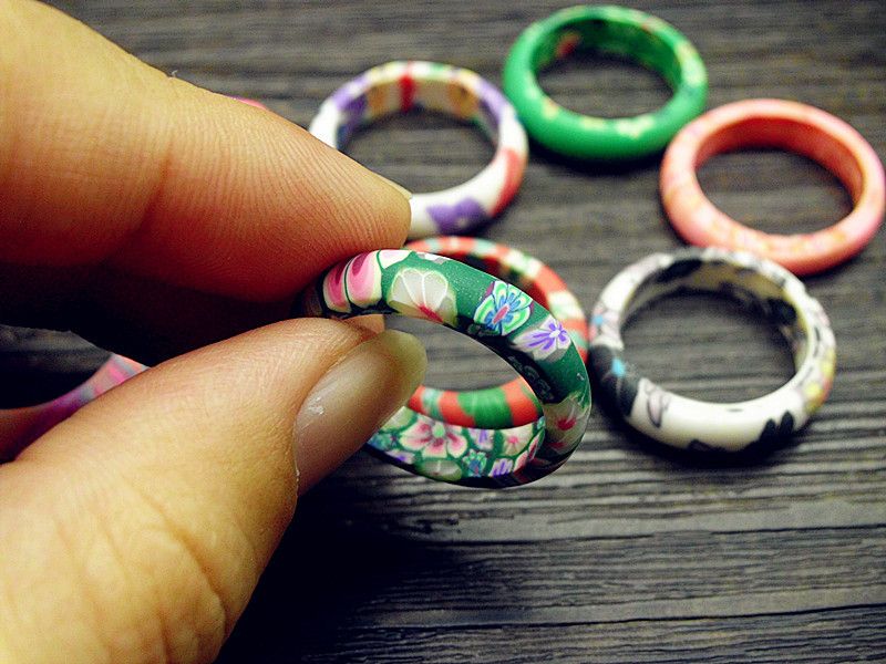 New Fashion Mix Color Thin Polymer Clay Rings Fimo Brand Rings Ring ...