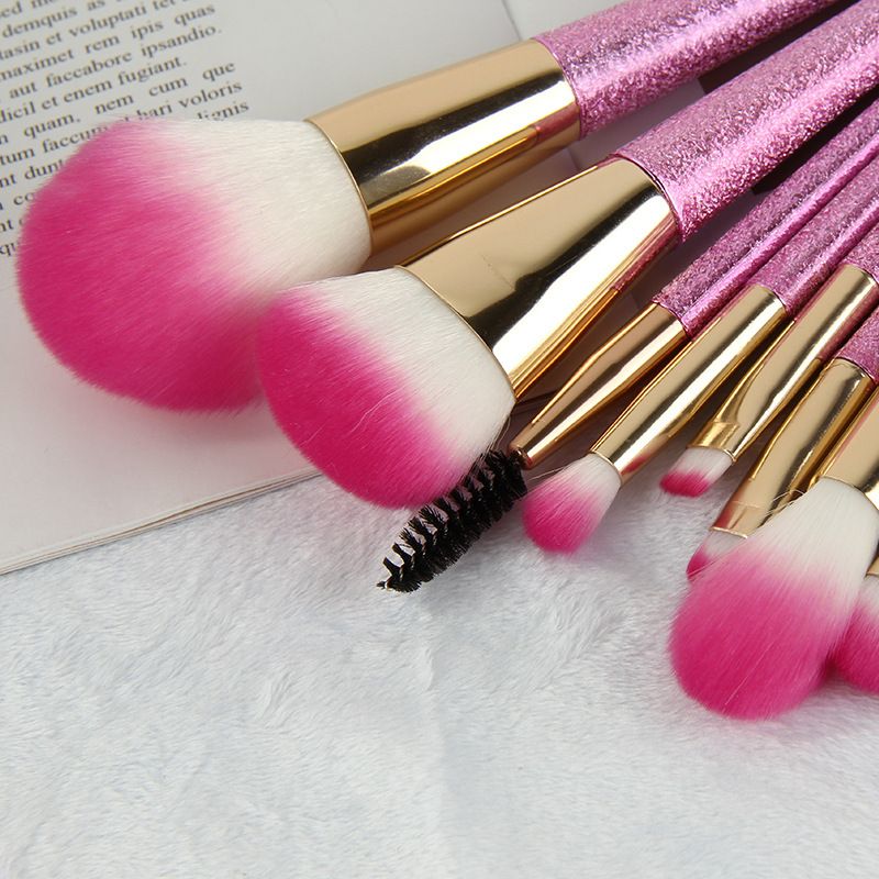 New Pink Glitter Makeup Brushes Set Quickstand Shinny Brush Powder ...