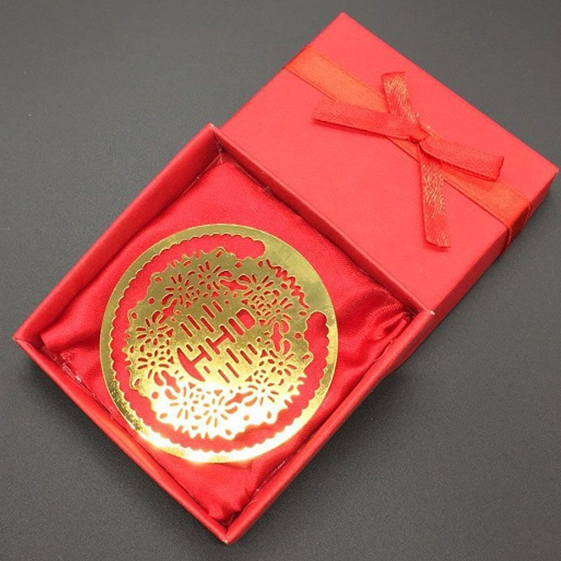 Double Happiness Gold Bookmarks Metal With Gift Box Chinese Souvenirs ...