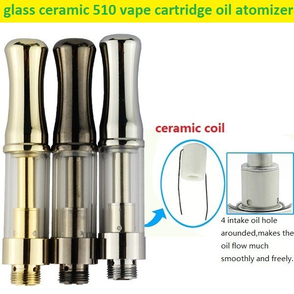 Glass 510 Ceramic Vape Cartridge Atomizer Metal O Pen Vaporizer Ceramic ...
