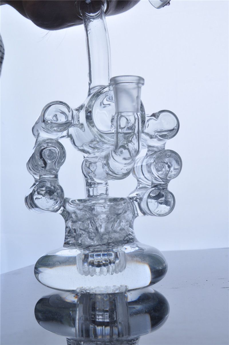 2019 Cyclone Helix Glass Bong Cream Six Ball Jet Recycle Birdcage Tire ...
