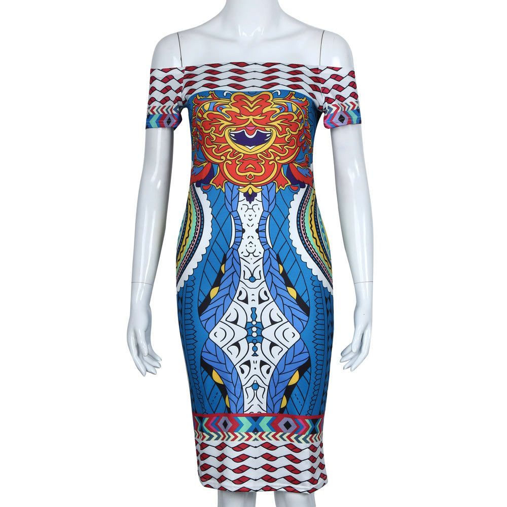 2016 Summer Women Traditional African Print Sexy Short Sleeve Off