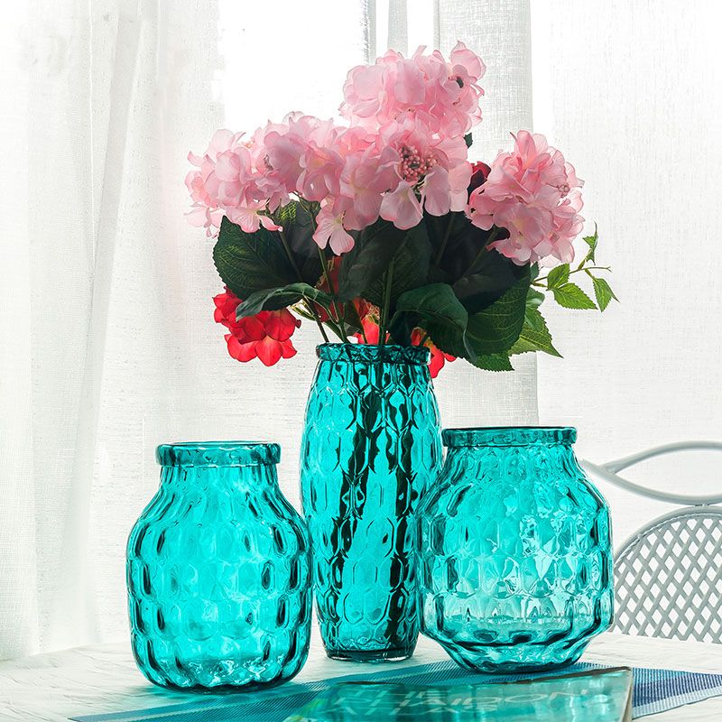 Simple Modern Water Cube Blue Glass Vase Hydroponics Transparent Small ...