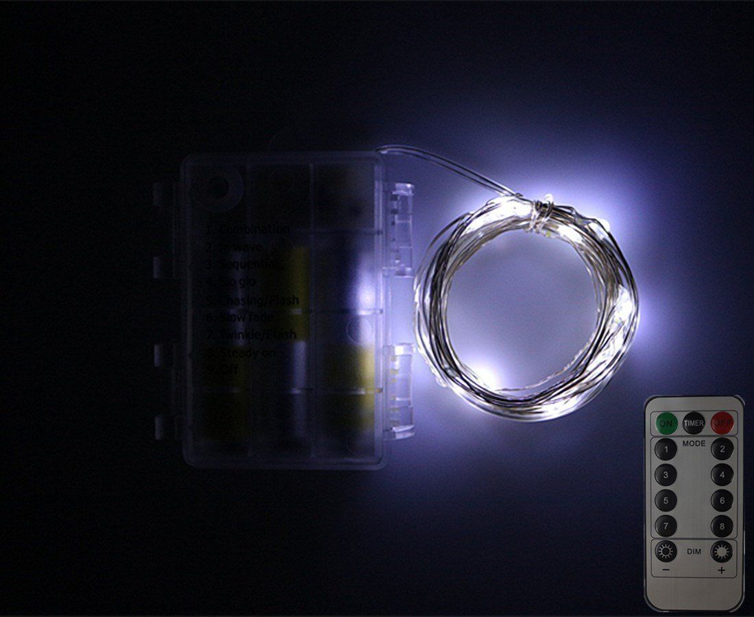 8 Modes Remote Controller String Lights 5M 50LEDs 10M Timer Function ...