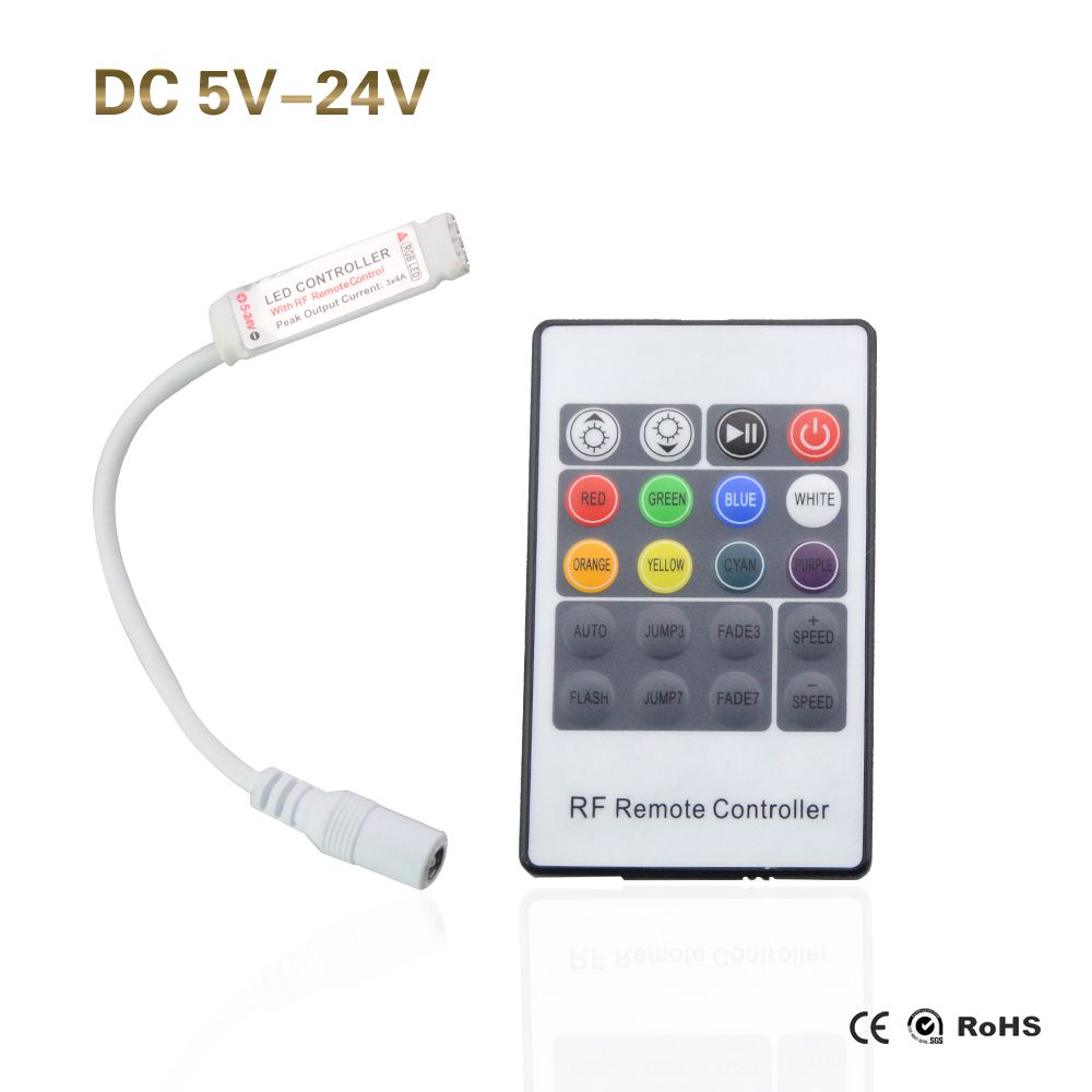2020 20Key DC5 24V Mini RF Remote Controller For 5050 3528 3014 SMD RGB ...