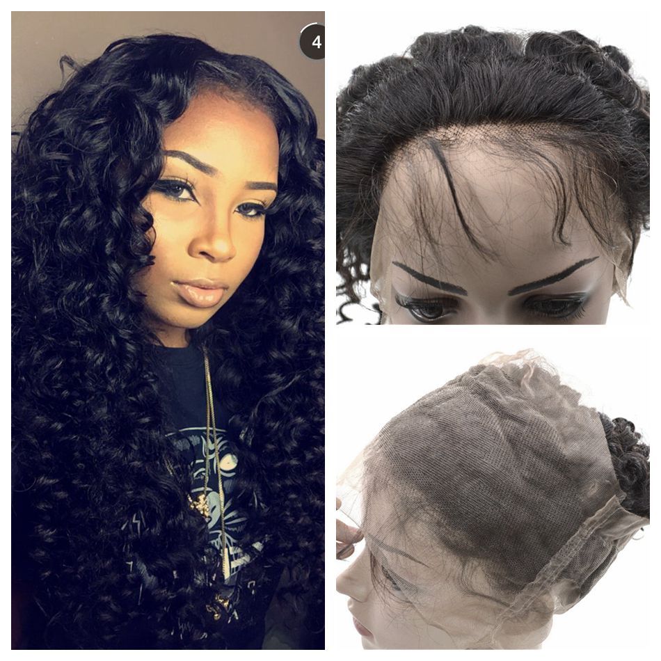 360 Lace Band Frontal Closure With Baby Hair Indian Deep Wave Curly ...
