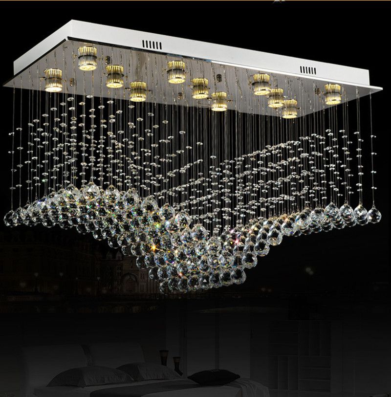 Modern Luster Crystal Chandeliers Lighting Fitting Double Staircase LED ...