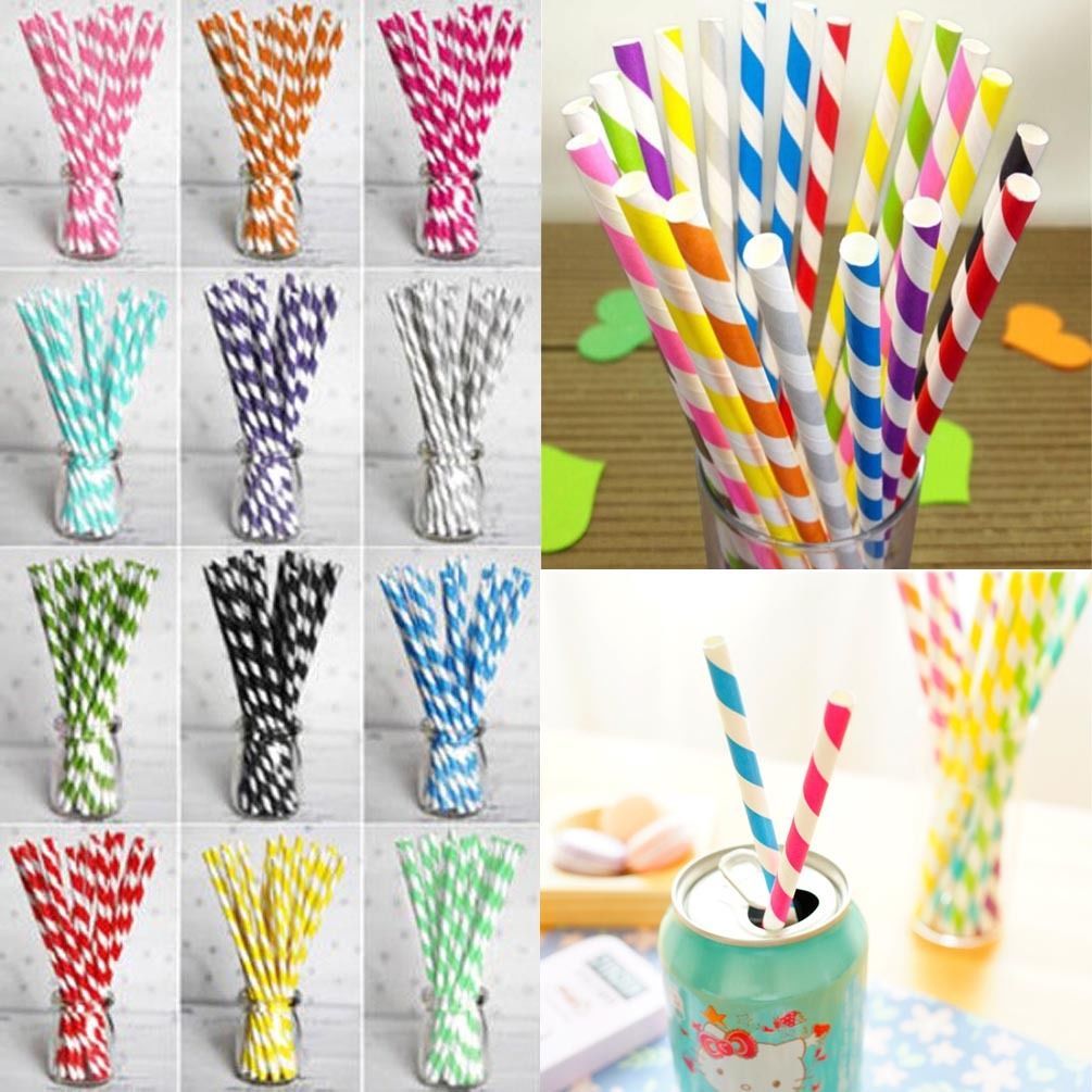 Colorful Drink Paper Straws Strip Drink Paper Straws Eco Friendly ...