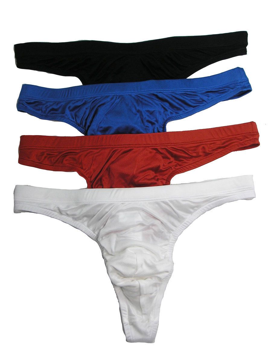 2019 100 Silk Knit Underwear Mens Thong Paradise Silk Solid Brief Us