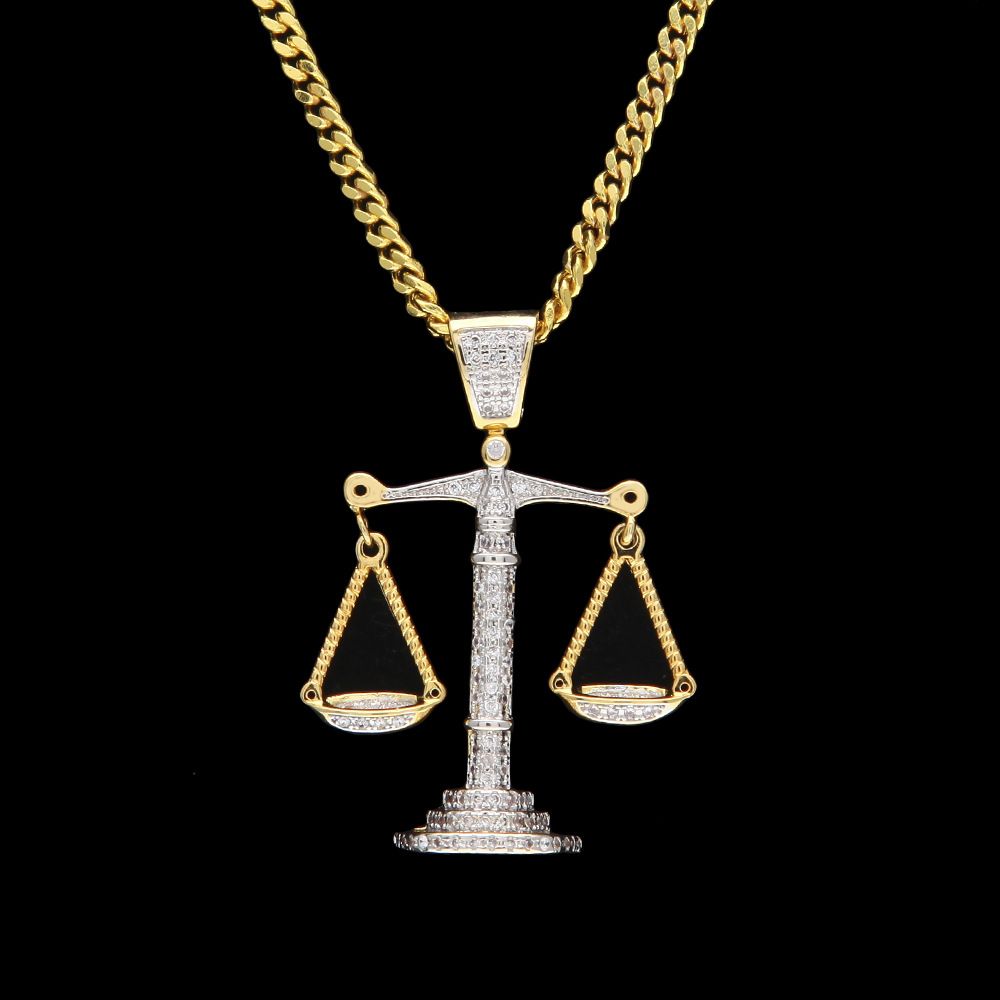 Wholesale Iced Out Zircon Balance Libra Scale Pendant Silver Gold ...