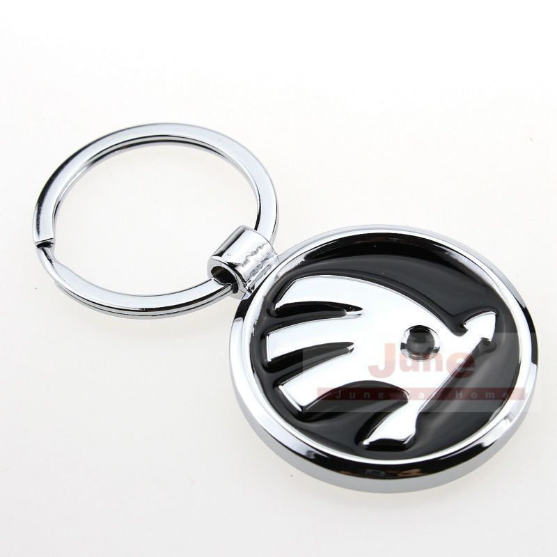 Skoda Keychain Alloy Chrome Key Ring, Skoda 2015 New Logo Ignition Key ...