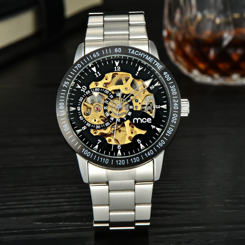 Classic Silver Band Watch Alloy Metal Mechanical Watch Mens Watch ...