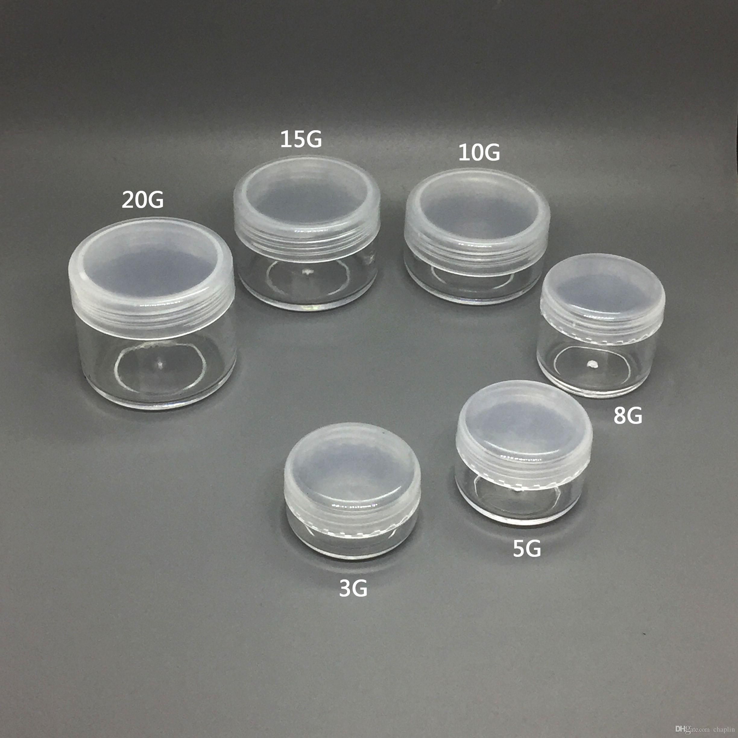 2019 3 5 8 10 15 20 ML Round Clear Empty Plastic Container Jars Screw ...