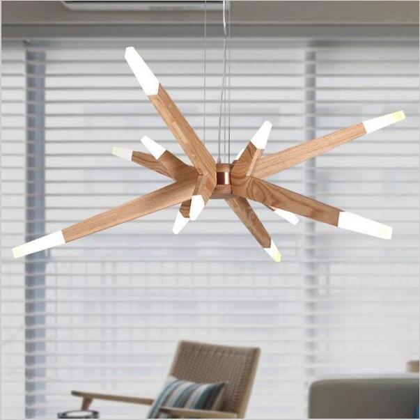 Modern Minimalist Solid Wood Led Pendant Light Chandeliers Solid Wood ...