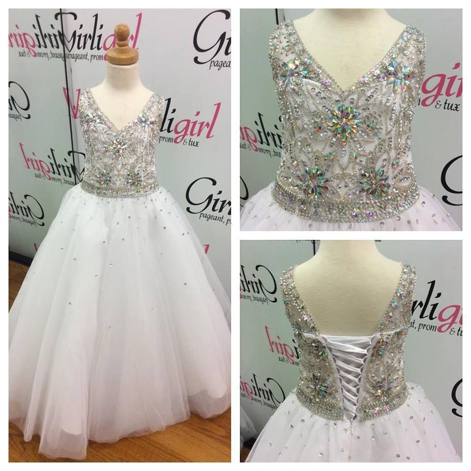 2016 Girls Pageant Dresses Patterns With Major Beading Bodice And V ...