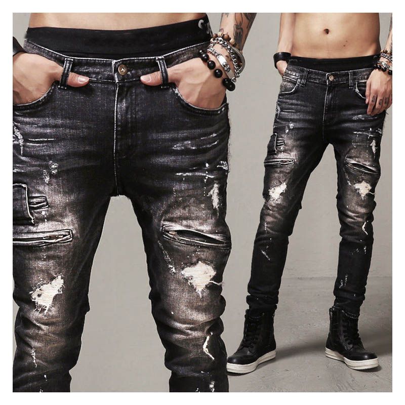 Acheter Pas Cher 28 42 Grande Taille Trous Jeans Hiver Hommes Déchiré ...