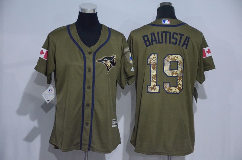 2017 Toronto Blue Jays Jersey Mens 19 Jose Bautista Army Green With ...