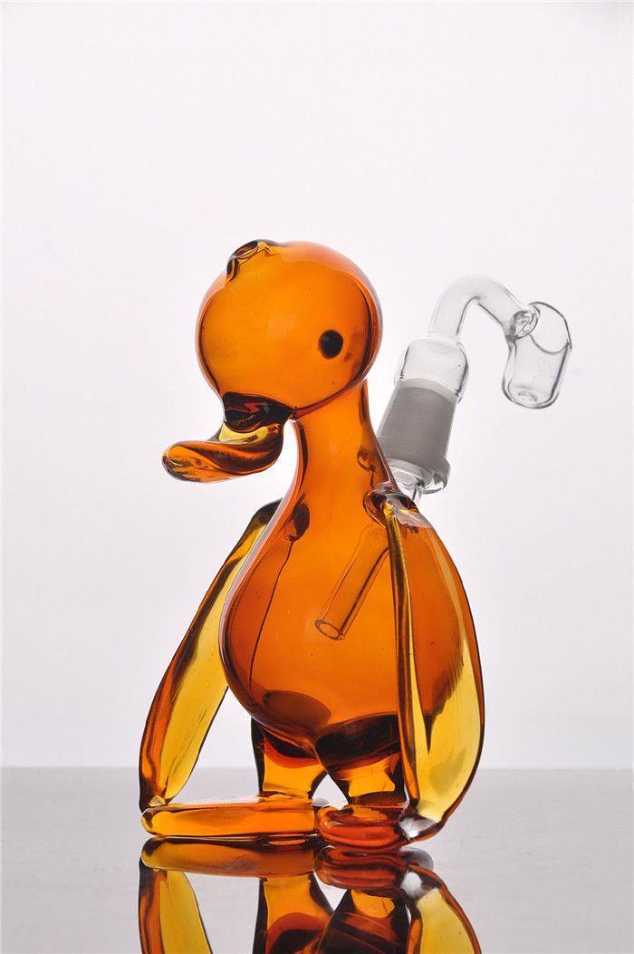 2019 Cute Yellow Duck Glass Pipes With Bnager Recycler Oil Rigs Mini ...